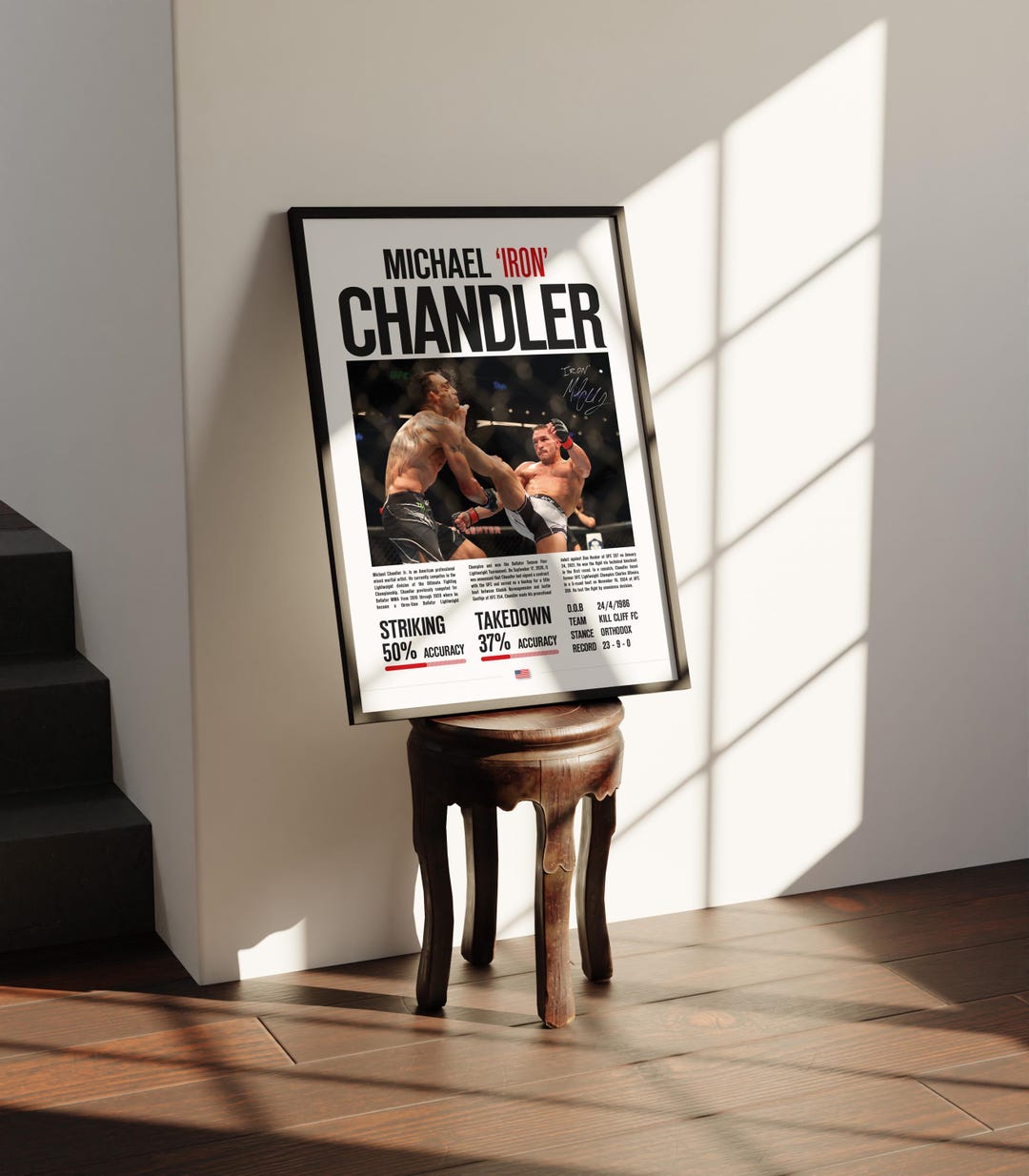 Custom UFC Poster Michael 'iron' Chandler MMA Statistics Signed | UFC ...