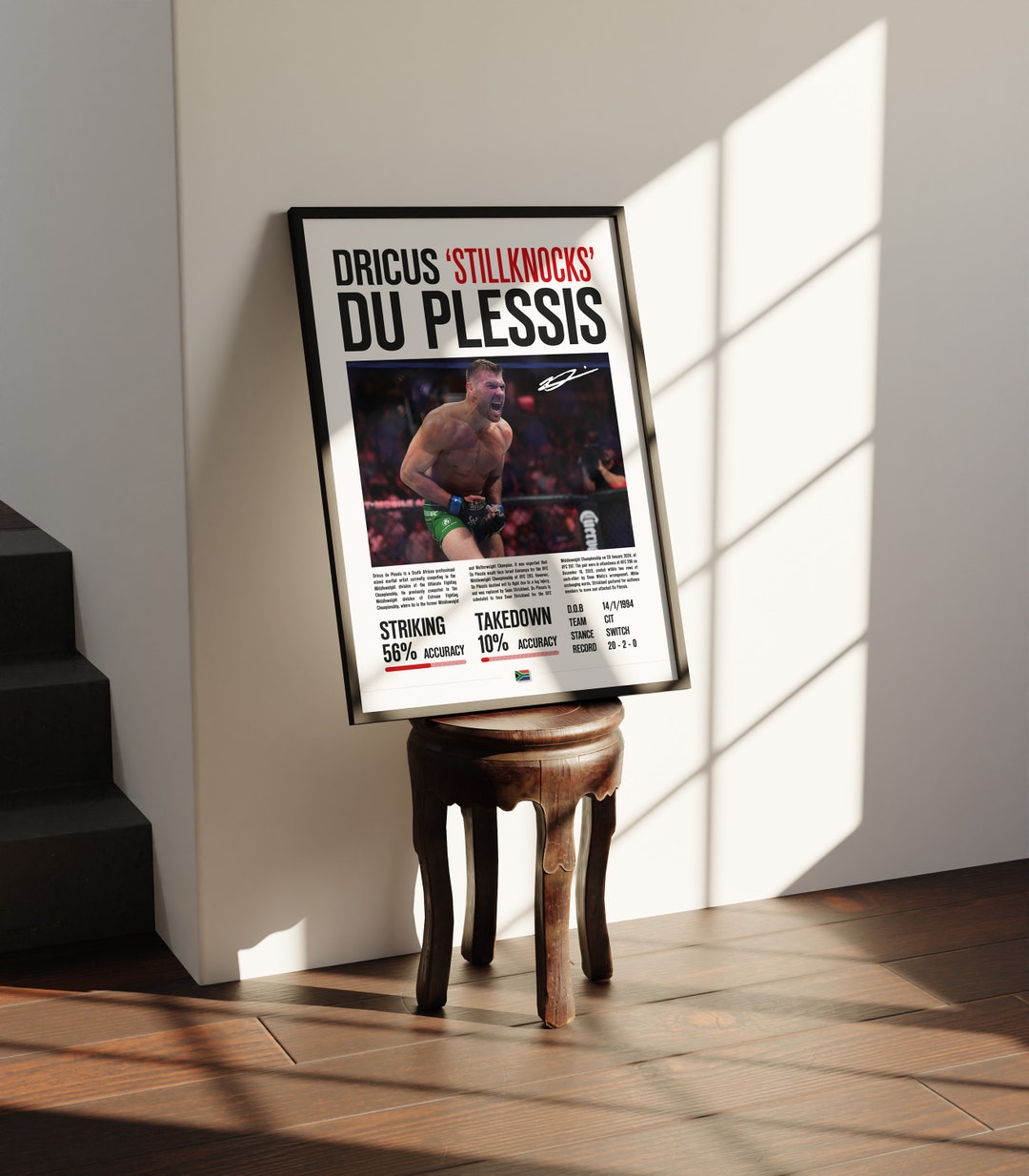 Custom UFC Poster Dricus Du Plessis MMA Statistics Signed - Etsy