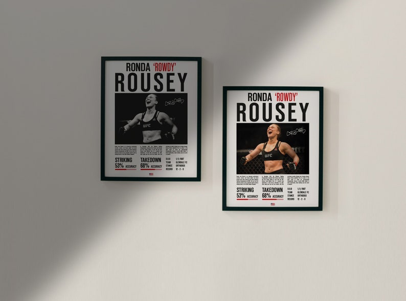 Custom UFC Poster Ronda Rousey MMA Statistics Signed - Etsy