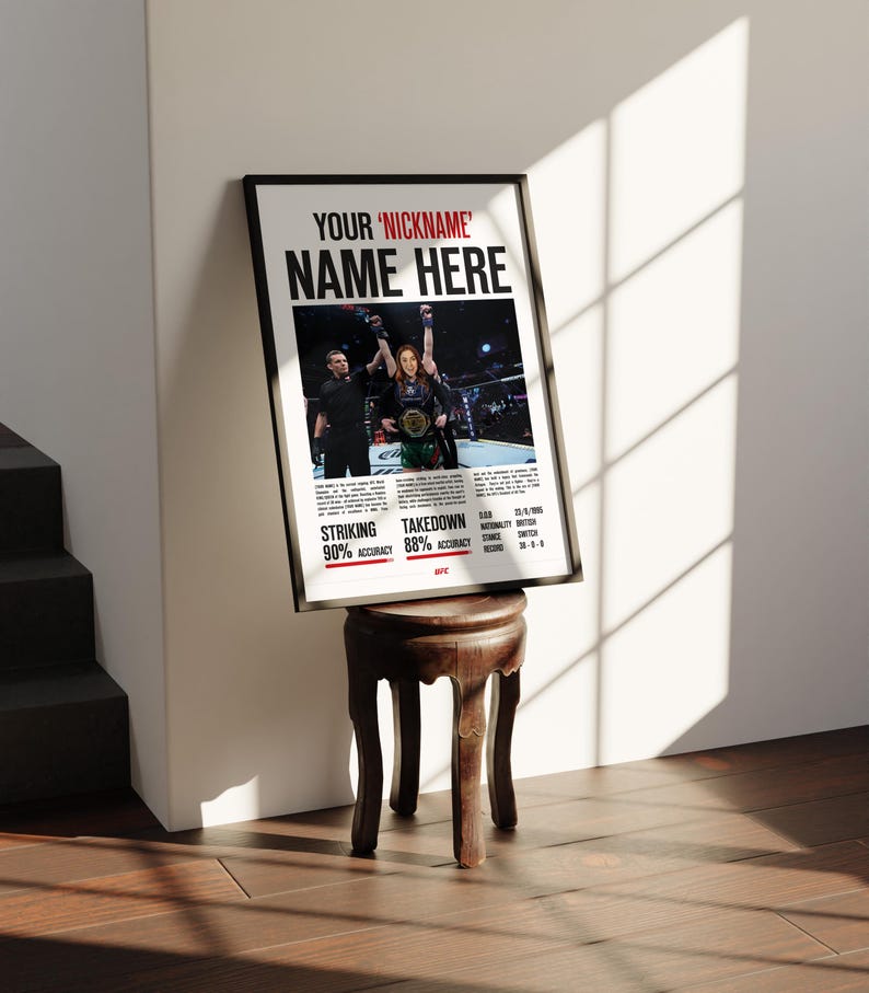 Custom UFC Poster PERSONALISED MMA Statistics | Gift | Birthday ...
