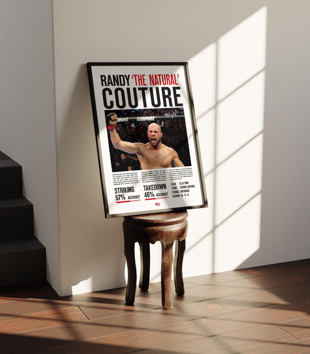 Custom UFC Poster Randy 'the Natural' Couture MMA Statistics Signed ...