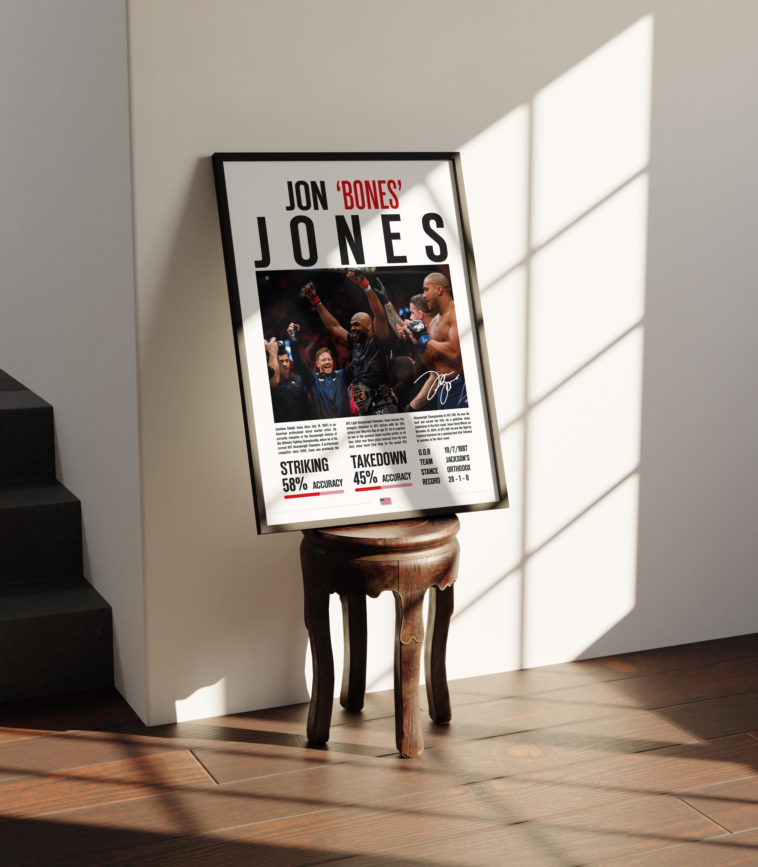 Custom UFC Poster Jon 'bones' Jones MMA Statistics Signed | MMA Goat - Etsy