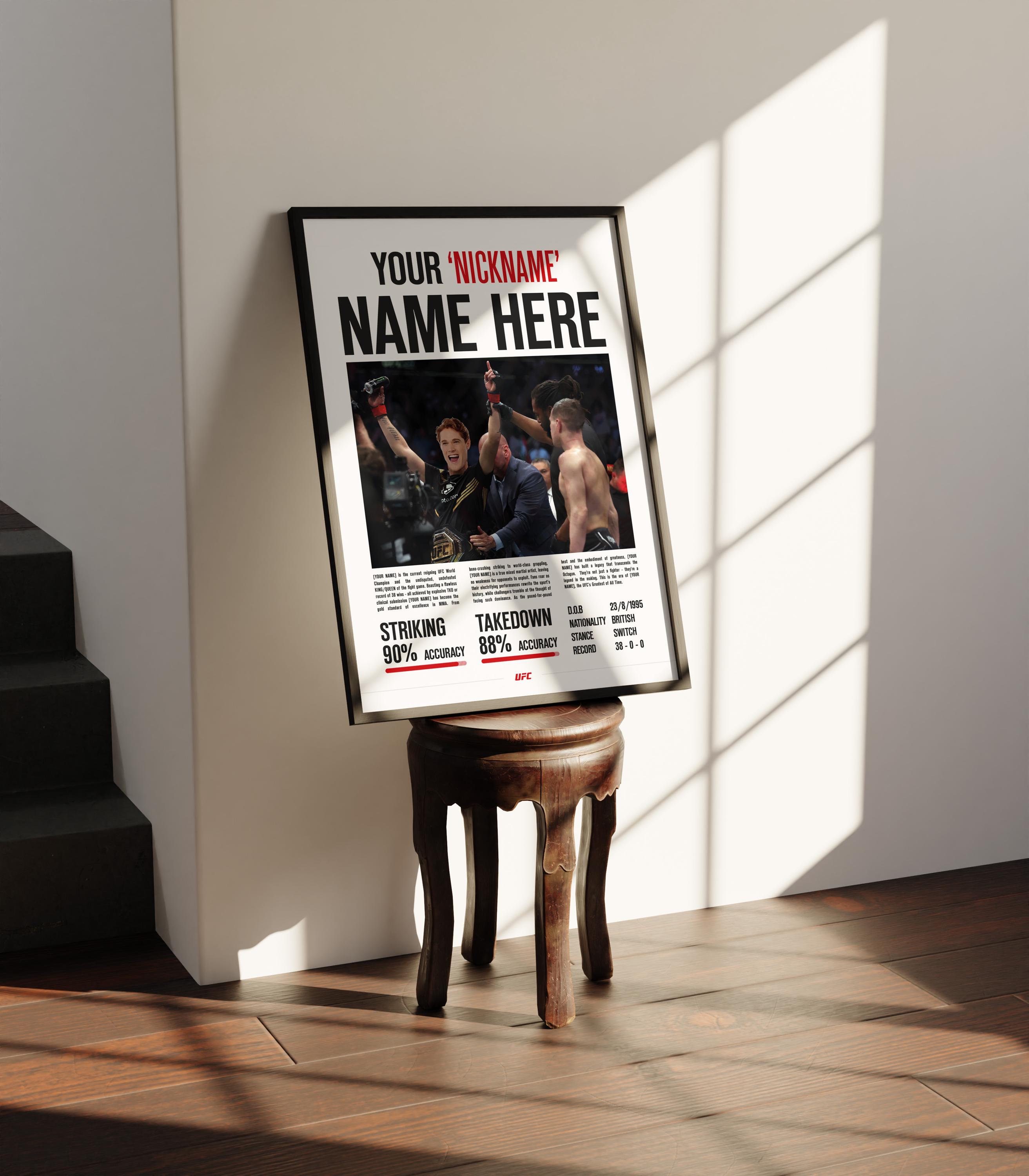 Custom UFC Poster PERSONALISED MMA Statistics | Gift | Birthday ...
