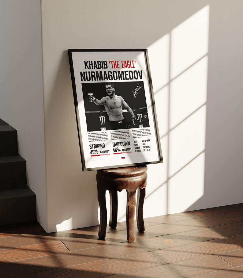 Custom UFC Poster Khabib Nurmagomedov MMA Statistics Signed - Etsy