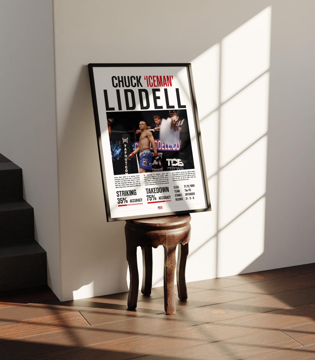 Custom UFC Poster Chuck 'iceman' Liddell MMA Statistics Signed | UFC ...