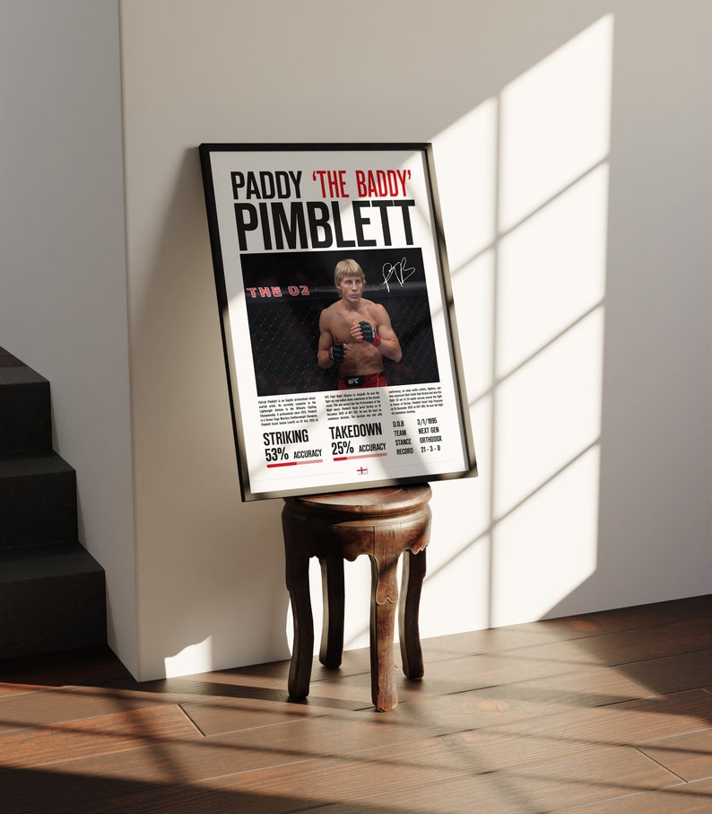 Custom UFC Poster Paddy Pimblett MMA Statistics Signed - Etsy