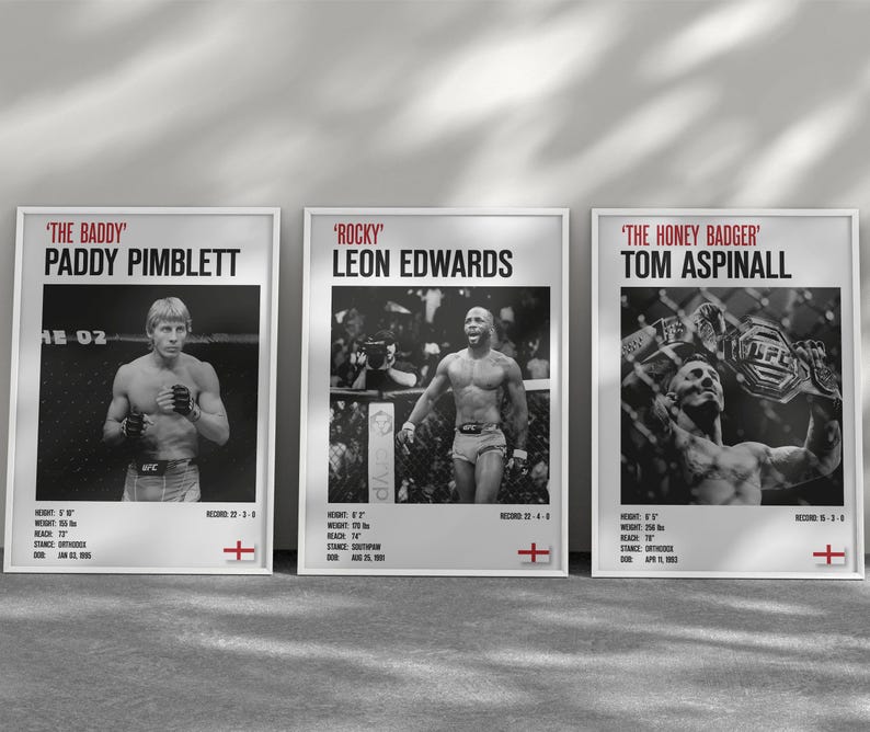 UFC Poster Monochrome Range MMA Fighter Statistics | UFC Fighter ...