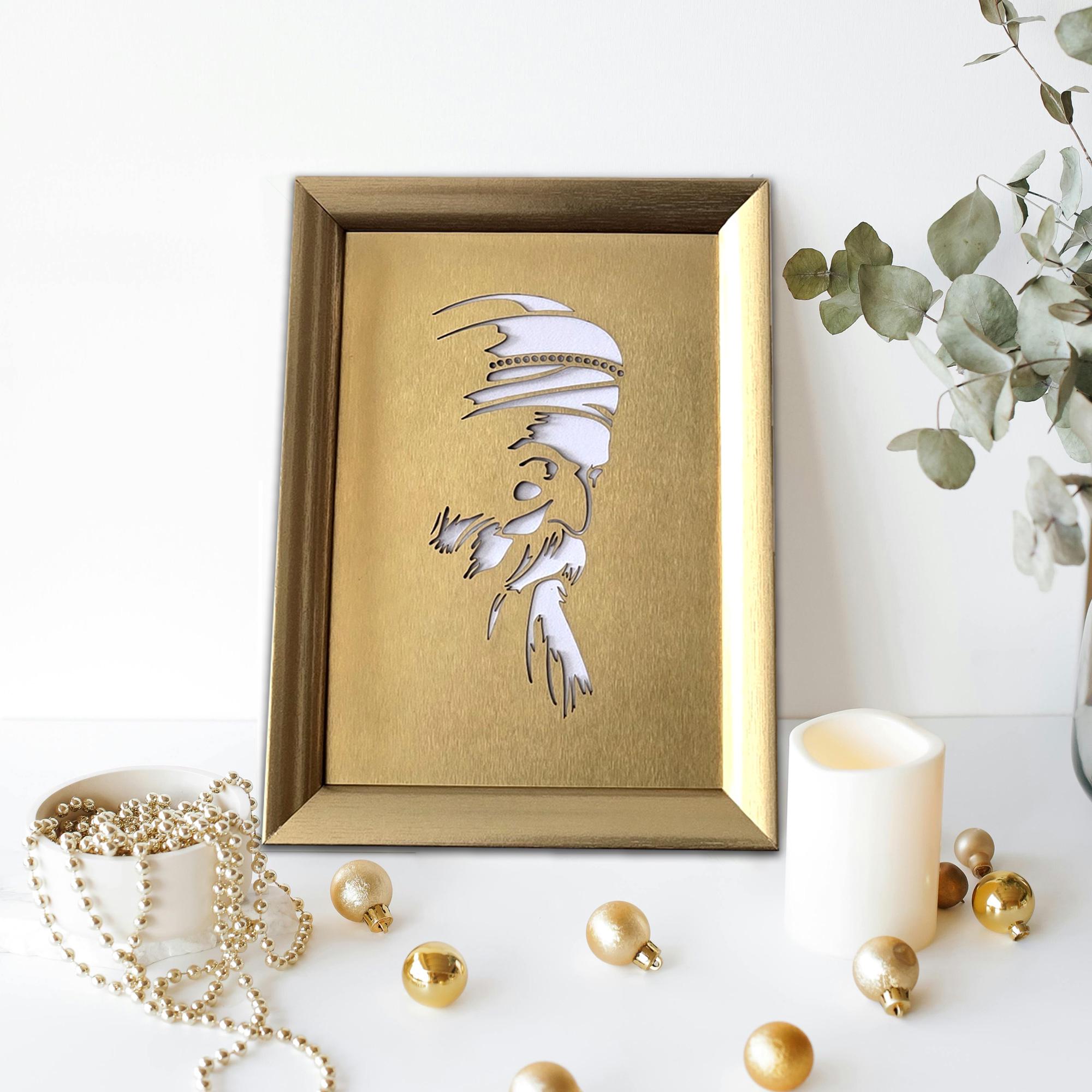 Guru Nanak Dev Ji Portrait in Gold Metal Sikh Art Table Standing Photo ...