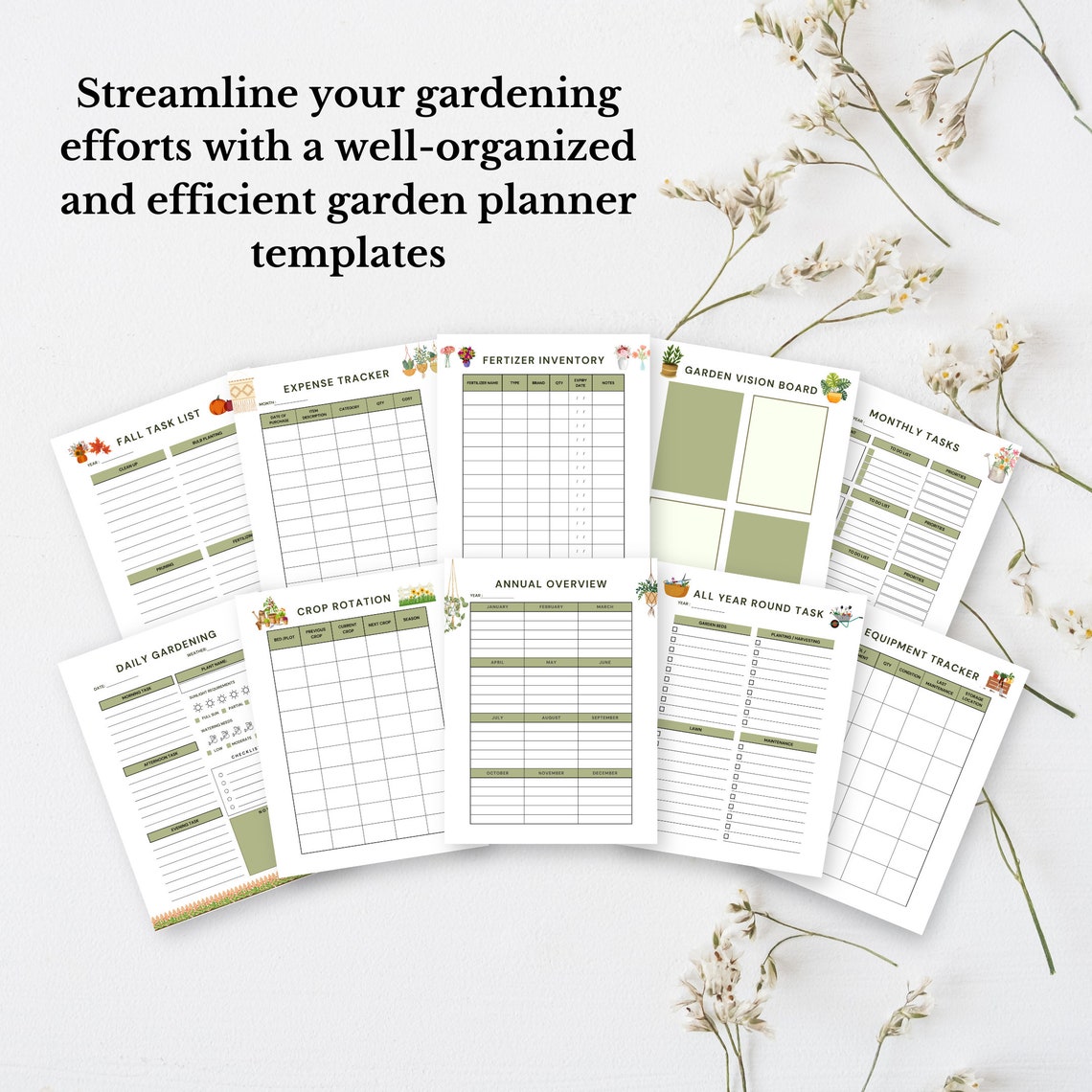 Garden Planner Printable PDF Gardening Checklist Plant Care Journal ...