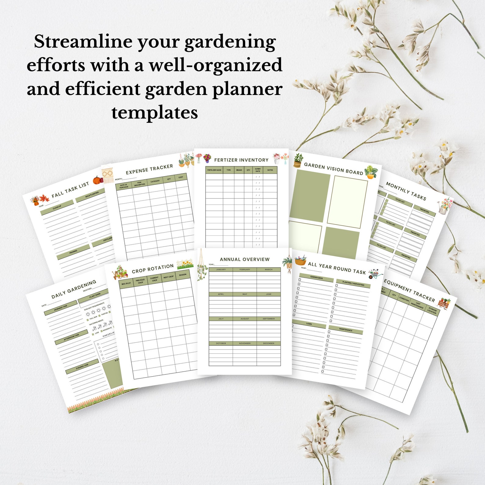 Garden Planner Printable PDF Gardening Checklist Plant Care Journal ...