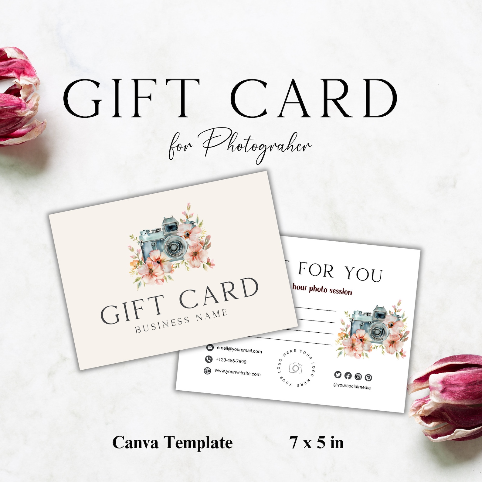 Photography Gift Card Template Minimalist Gift Card for Photographer ...