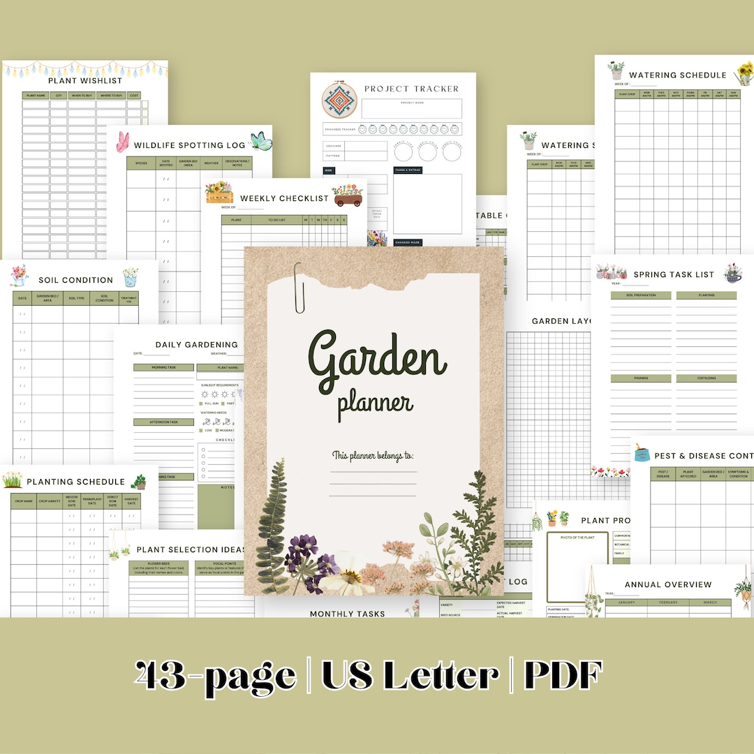 Garden Planner Printable PDF Gardening Checklist Plant Care Journal ...