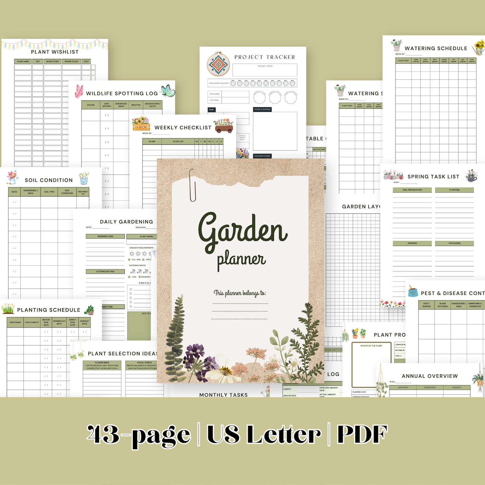 Garden Planner Printable PDF Gardening Checklist Plant Care Journal ...