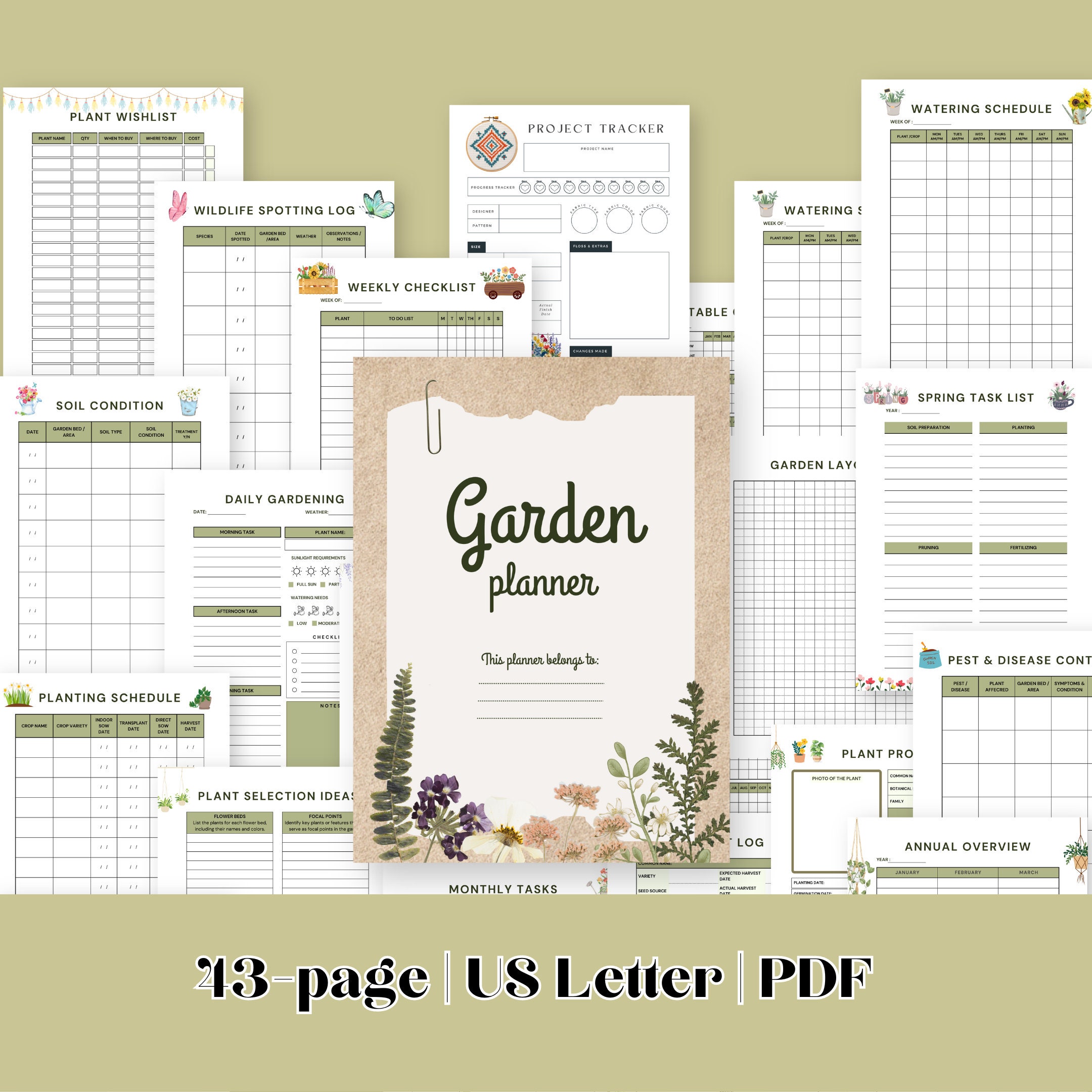 Garden Planner Printable PDF Gardening Checklist Plant Care Journal ...