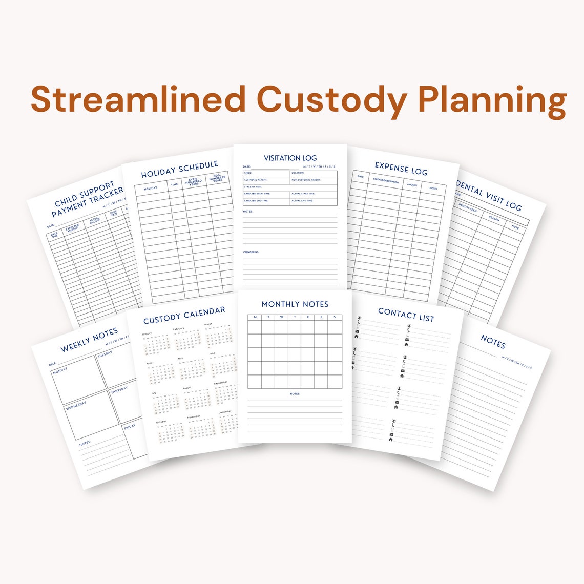 Child Custody Planner Printable Co-parenting Custody Calendar Single ...