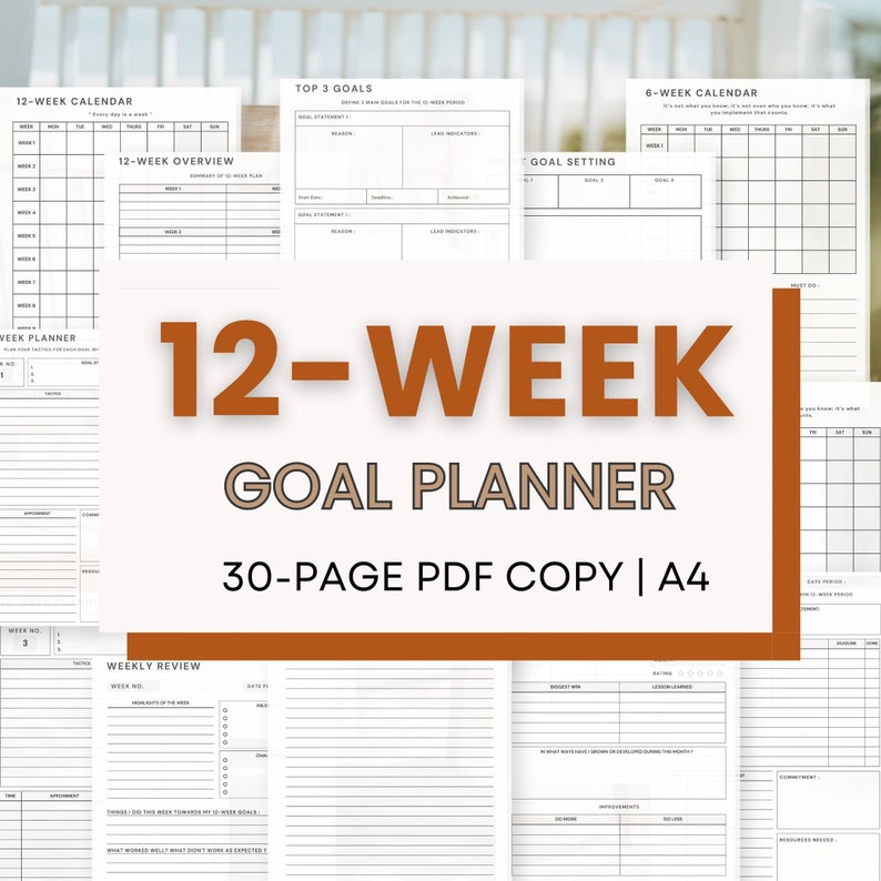 12 Week Year Planner Printable 90 Day Goal Planner 12-week Template ...