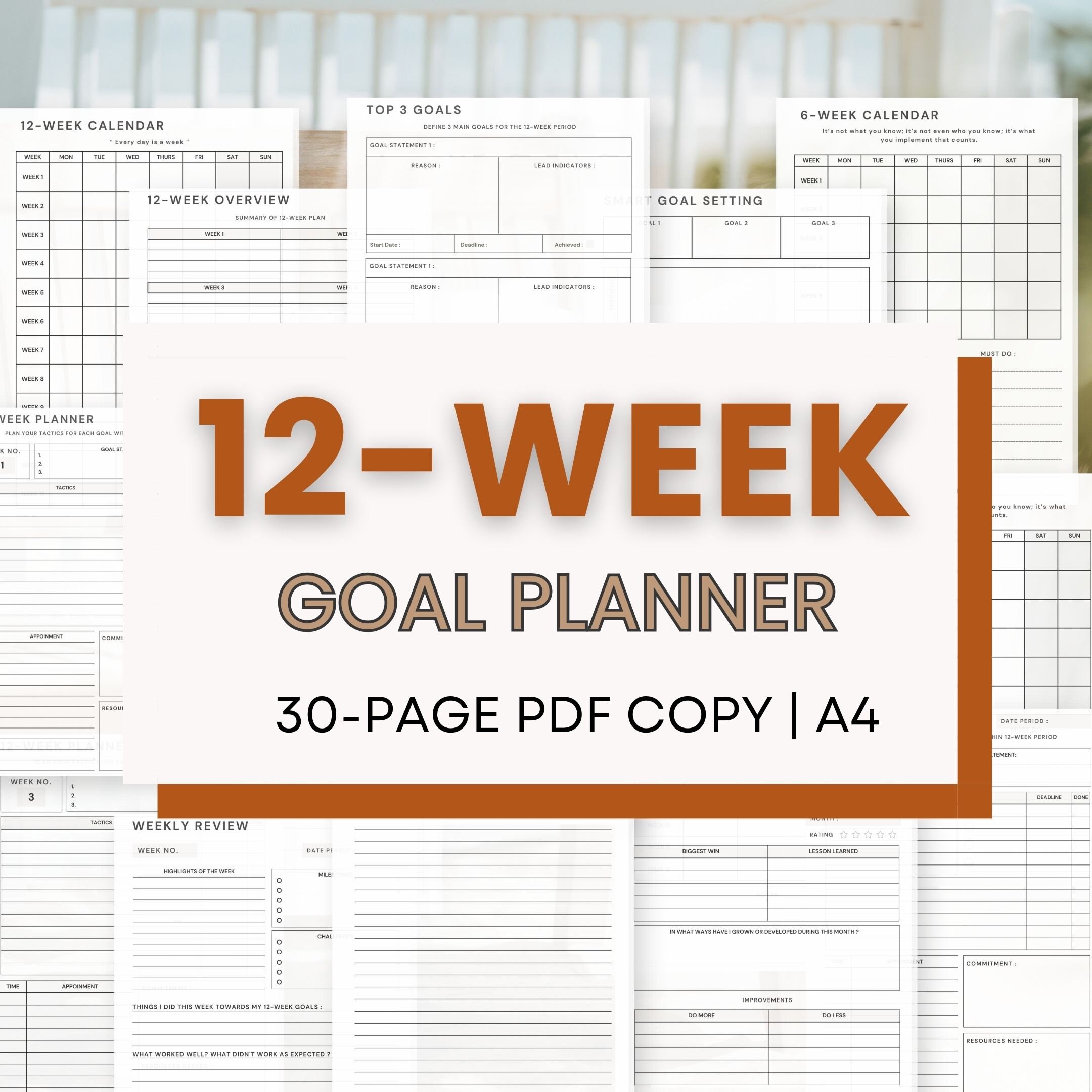 12 Week Year Planner Printable 90 Day Goal Planner 12-week Template ...