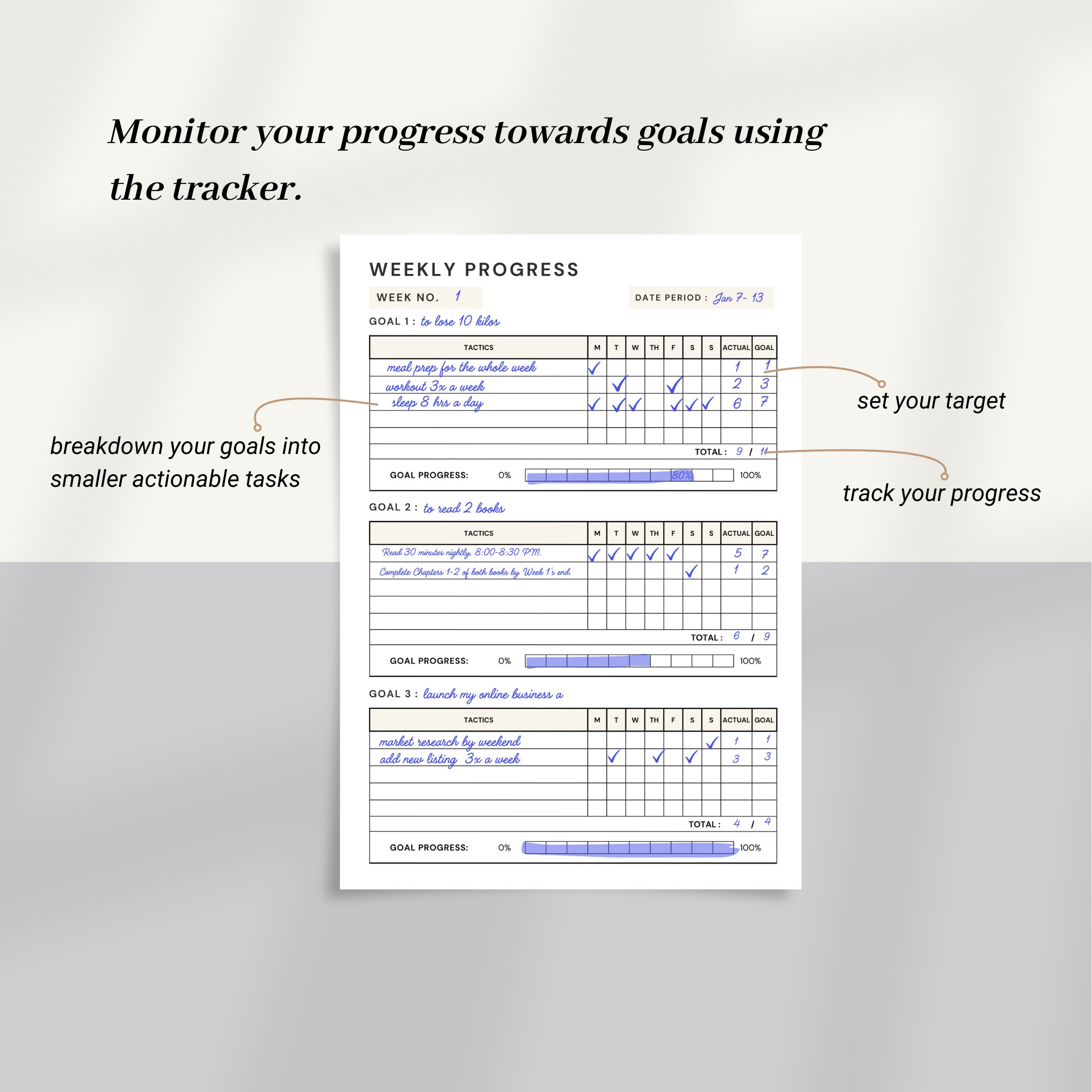 12 Week Year Planner Printable 90 Day Goal Planner 12-week Template ...