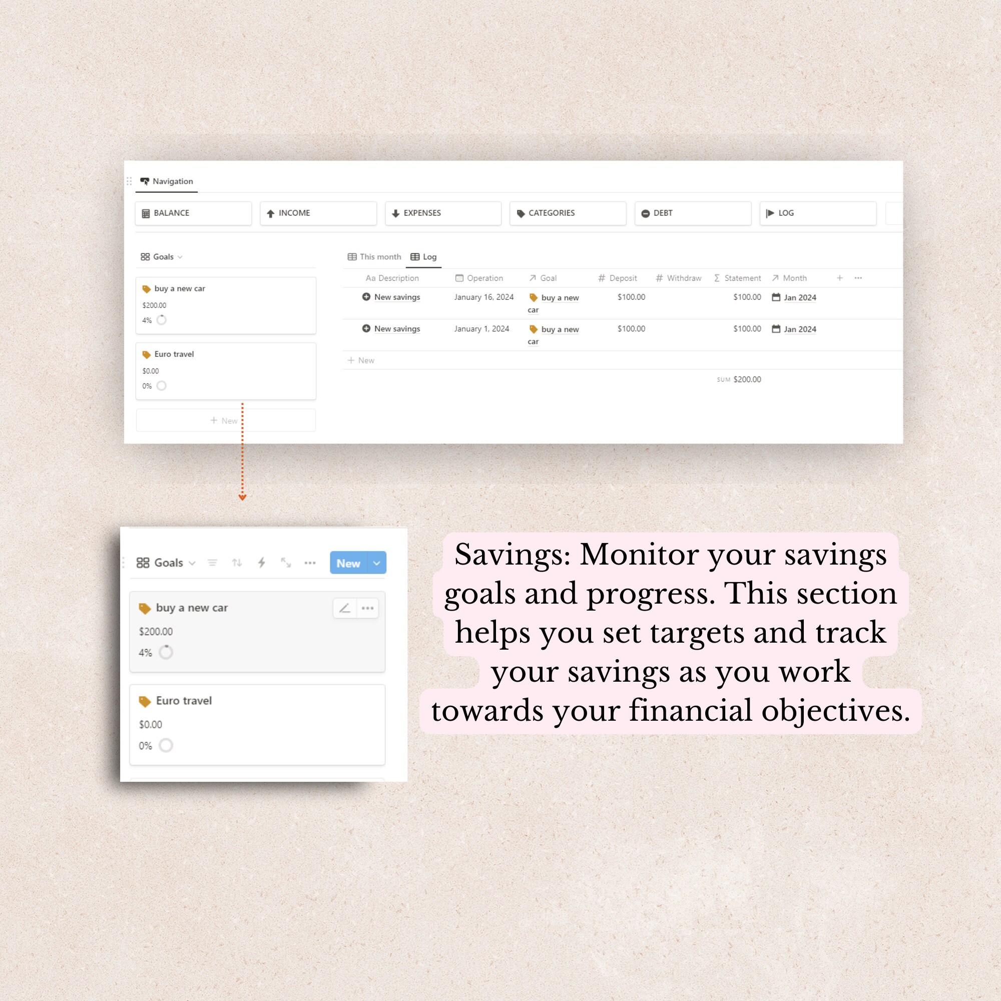 Notion Personal Finance Tracker Notion Template Finance Notion Savings ...