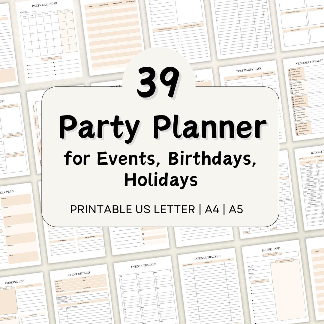 Party Planner Printable Family Event Planning Birthday Planner Holiday ...