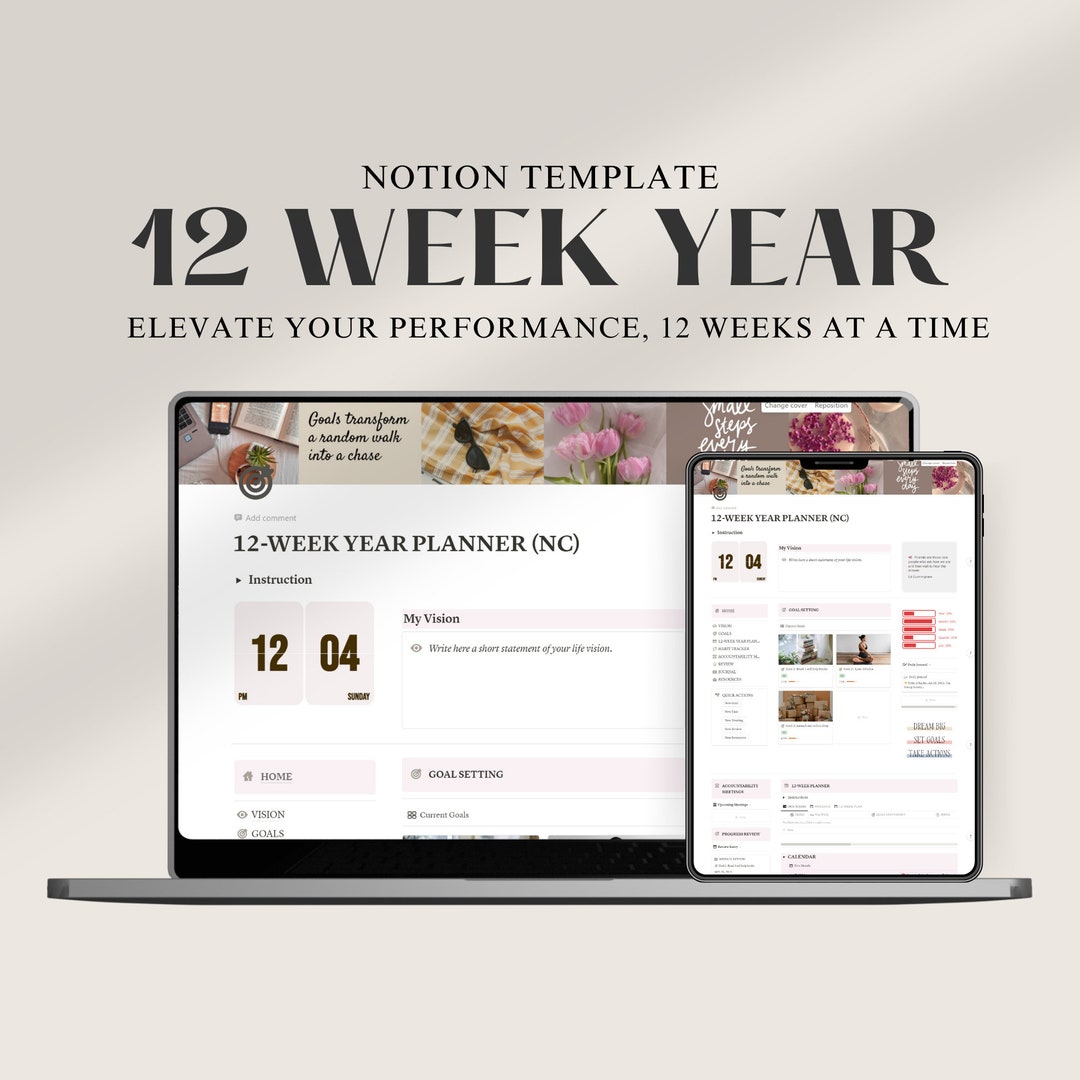 Notion 12 Week Year Planner 90 Day Action Plan Notion Template 12-week ...