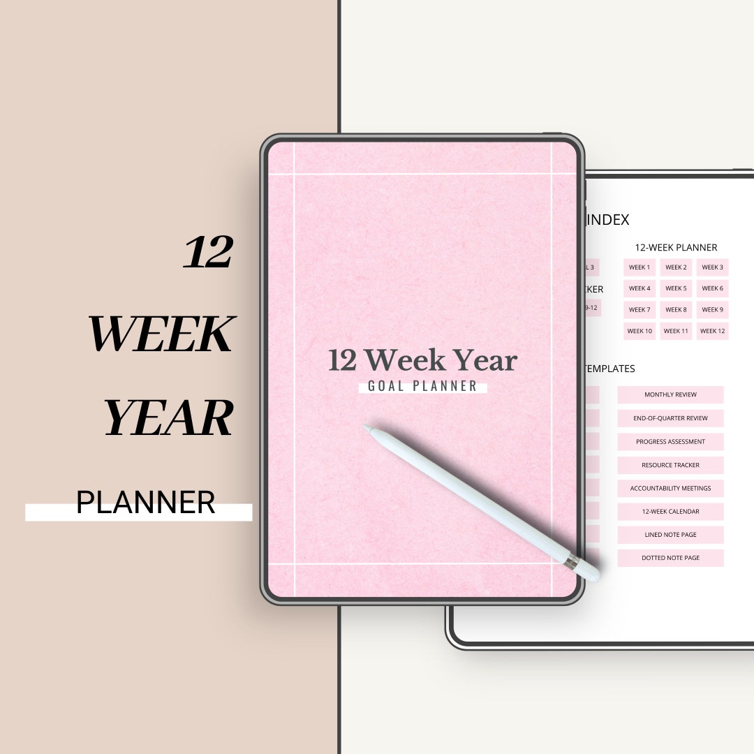 Digital 12 Week Year Planner 90 Day Goal Planner 3 Month Action Plan ...