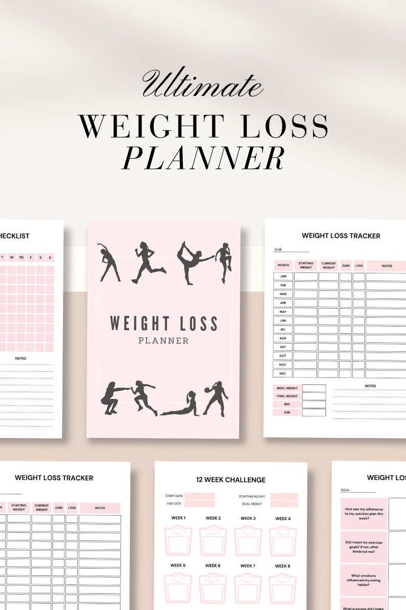 Weight Loss Planner Printable Weekly Workout Plan Health and Wellness ...