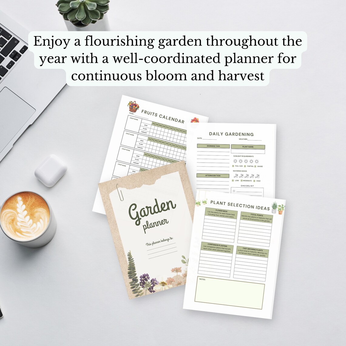 Garden Planner Printable PDF Gardening Checklist Plant Care Journal ...