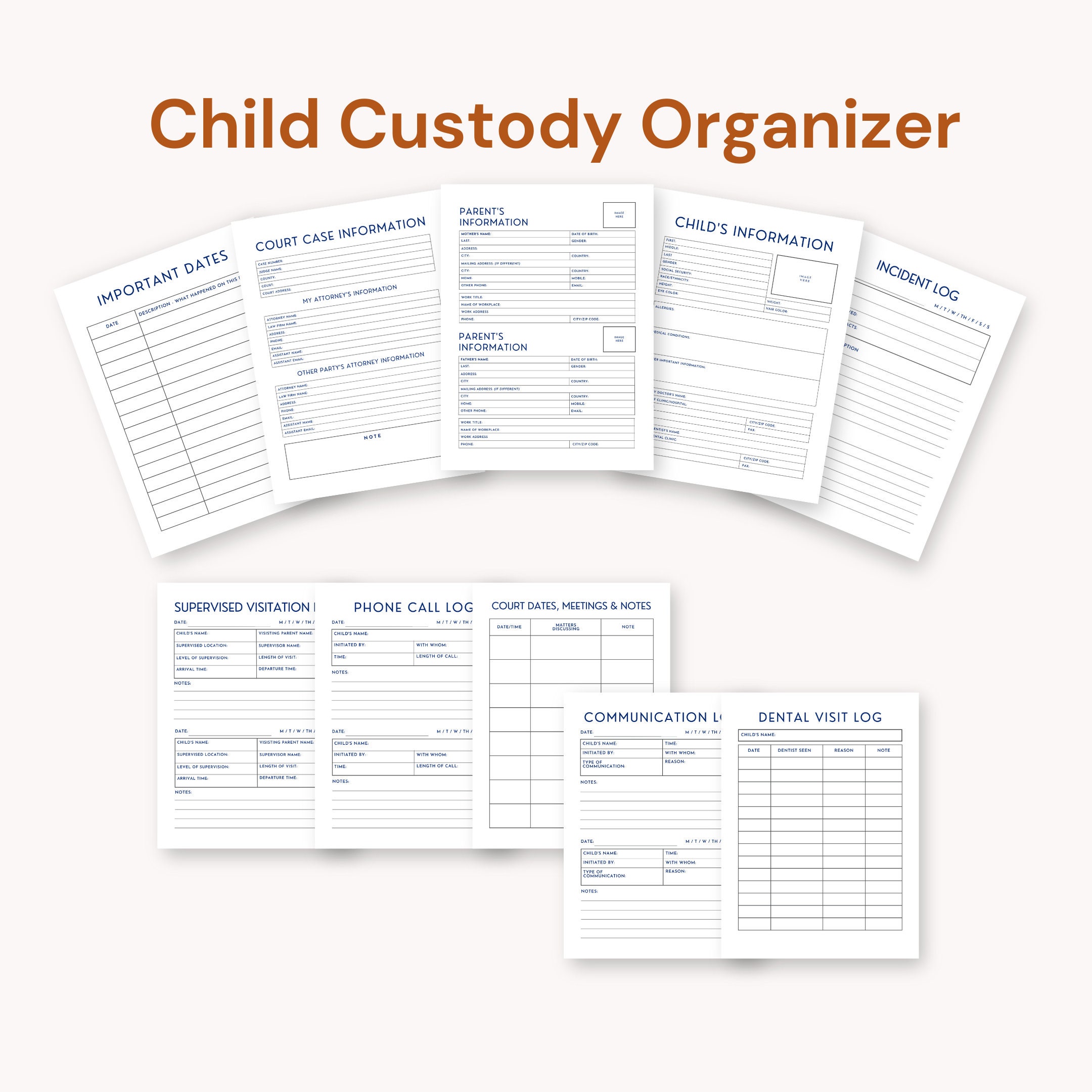 Child Custody Planner Printable Co-parenting Custody Calendar Single ...