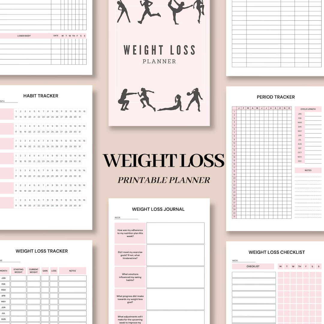 Weight Loss Planner Printable Weekly Workout Plan Health and Wellness ...