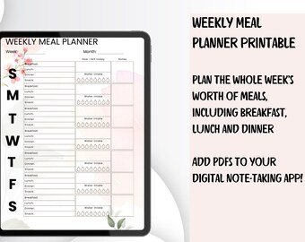 Meal Planner Printable, Weekly Food Diary, Meal Tracker, Food Journal ...