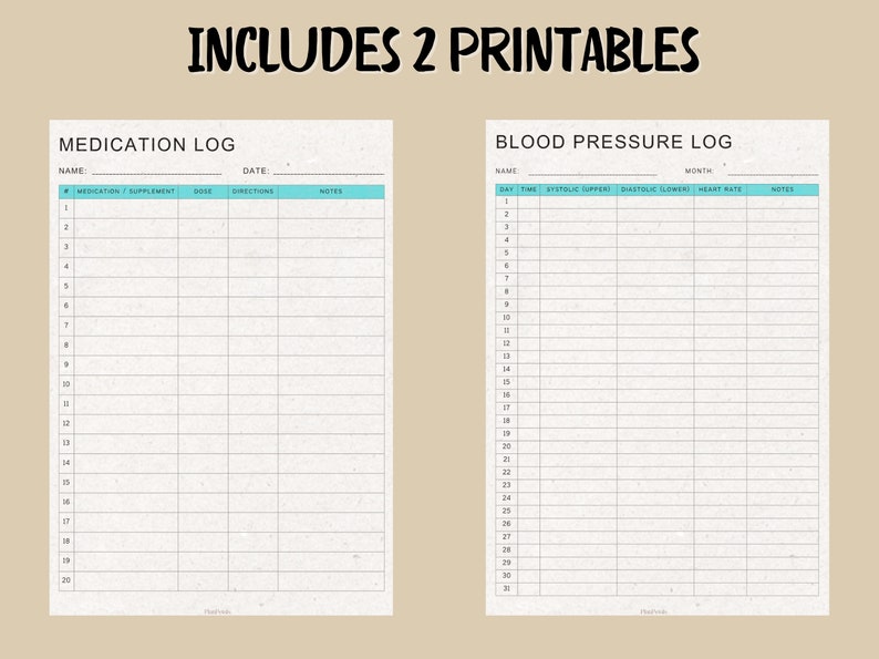 Medication Tracker, Printable Medicine Log for Nurses & Carers ...