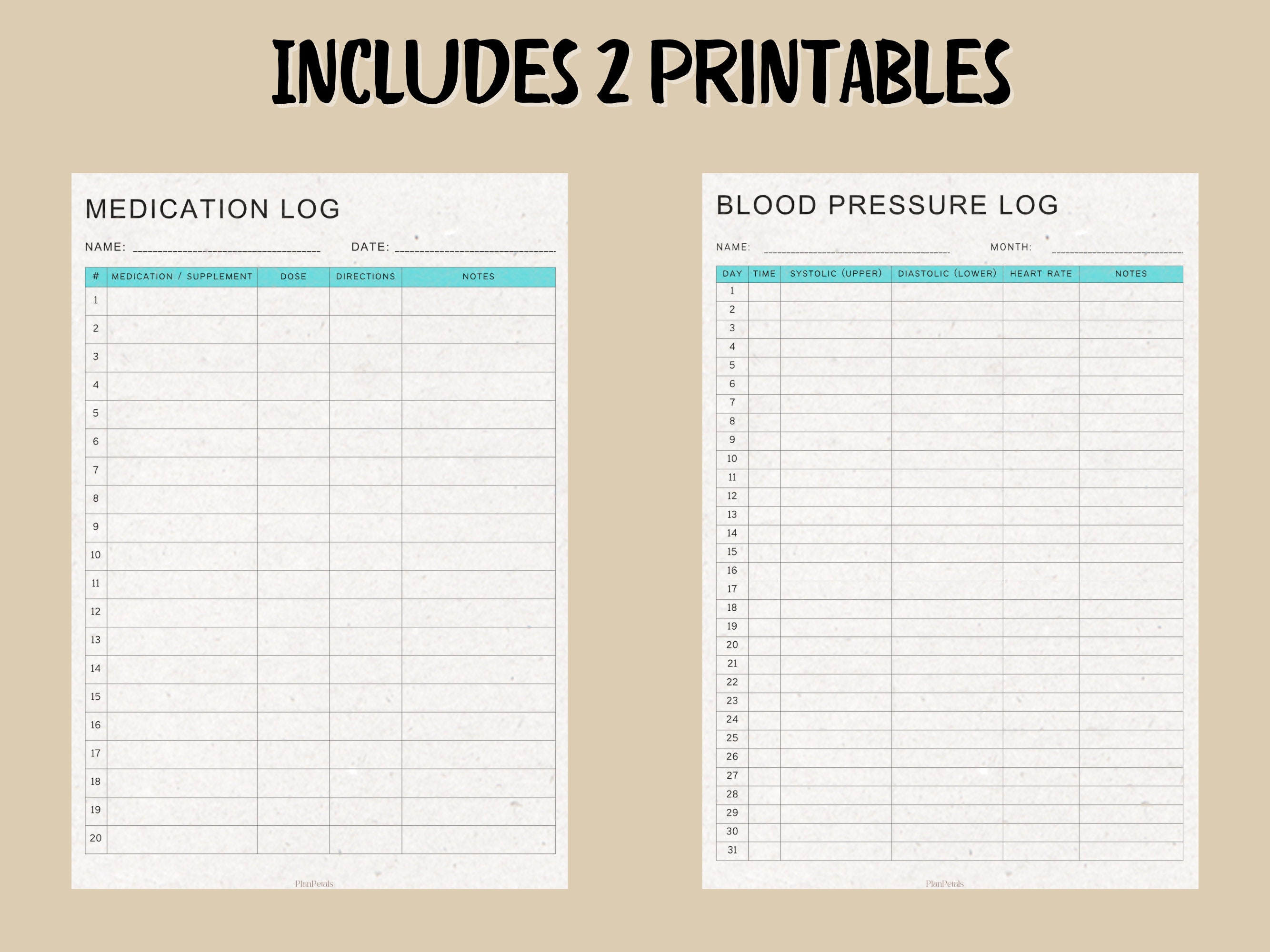 Medication Tracker, Printable Medicine Log for Nurses & Carers ...