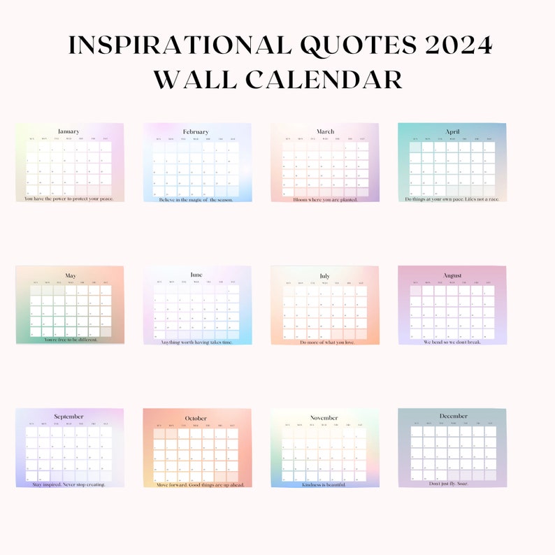 2024 Wall Calendar Landscape Sunday Start, A4 Size Print at Home PDF ...