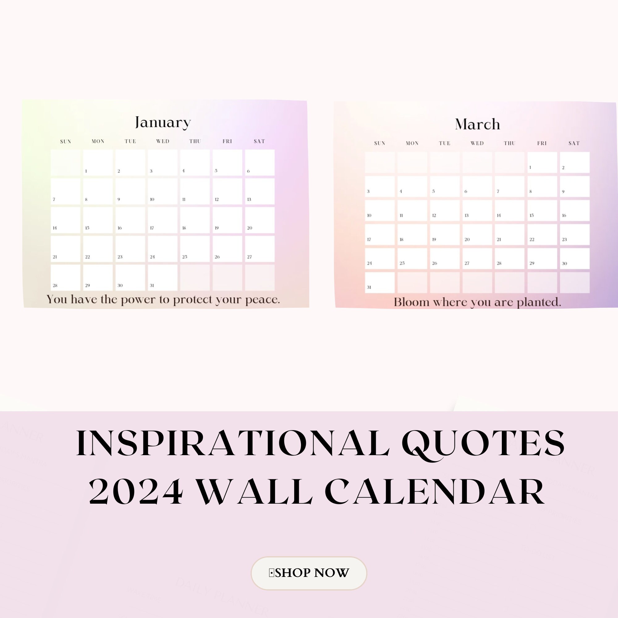 2024 Wall Calendar Landscape Sunday Start, A4 Size Print at Home PDF ...