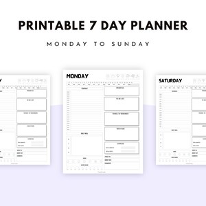 Printable 7 Day Planner, Daily Planner Day Planner, to Do List, Work ...
