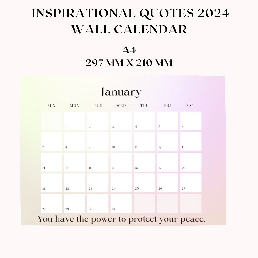 2024 Wall Calendar Landscape Sunday Start, A4 Size Print at Home PDF ...