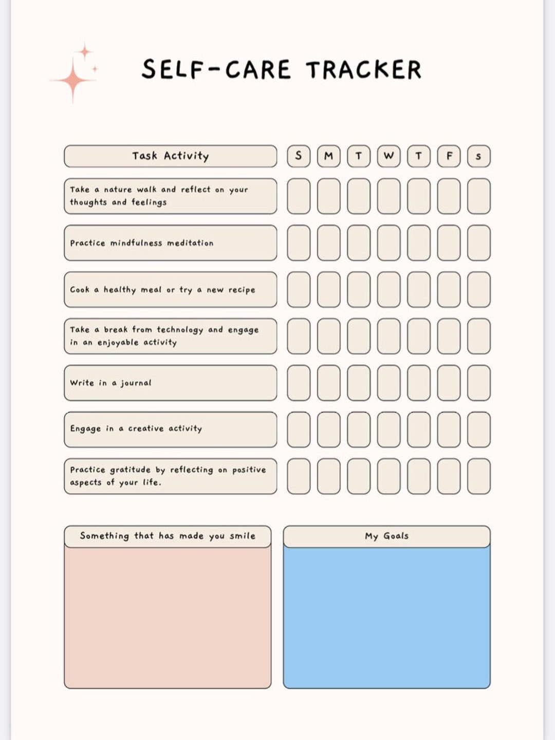 Self Care Tracker - Etsy