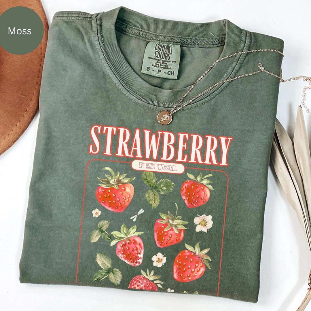 Strawberry Festival Shirt Retro, Vintage Fruit Graphic Tee, 70s Style ...