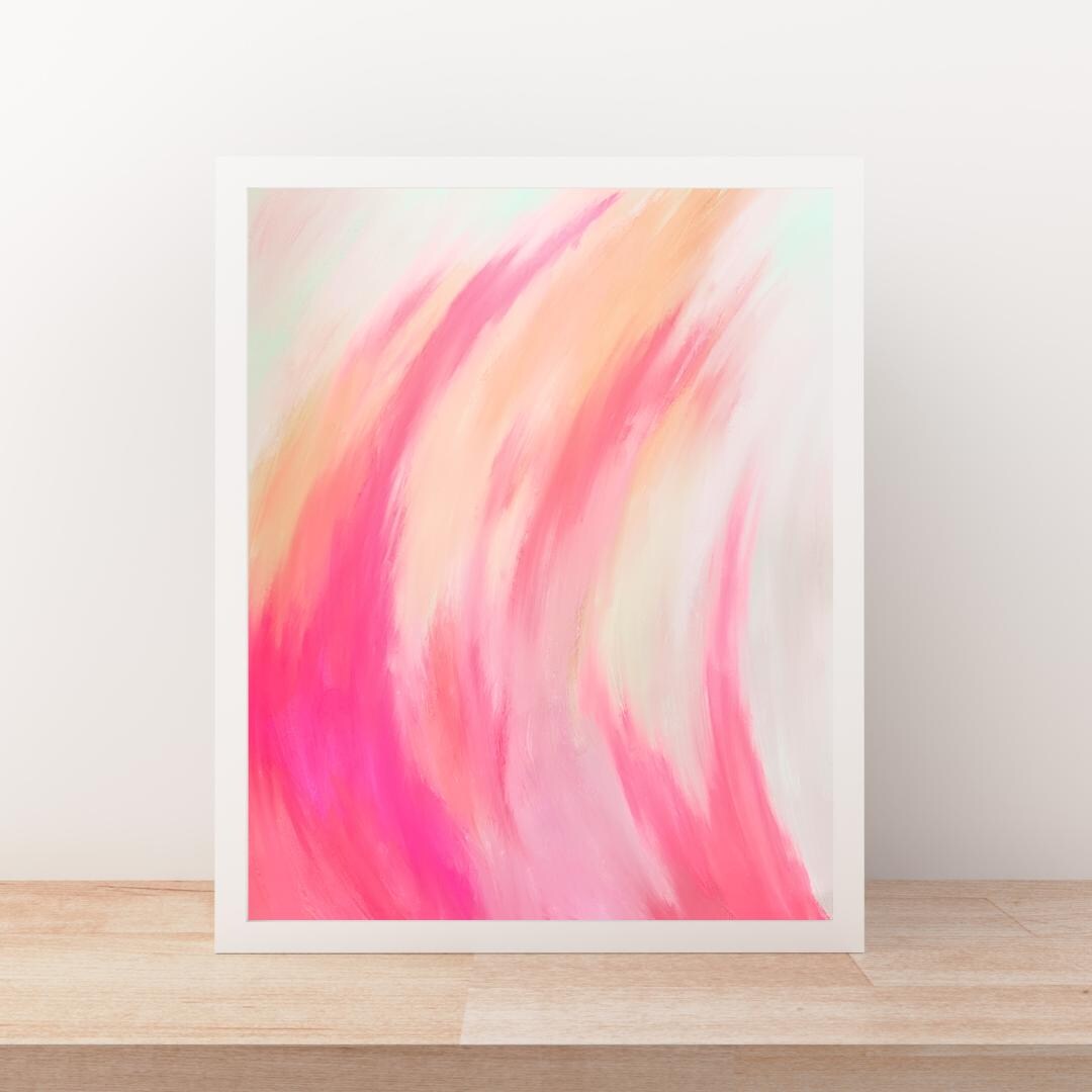 DAVIA Pink and White Abstract Art 8x10 Inch Digital Download Print ...