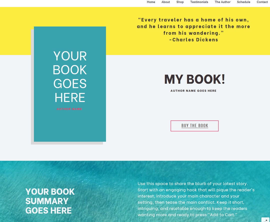 Beach Reads Book or Author Website Template for Canva - Etsy