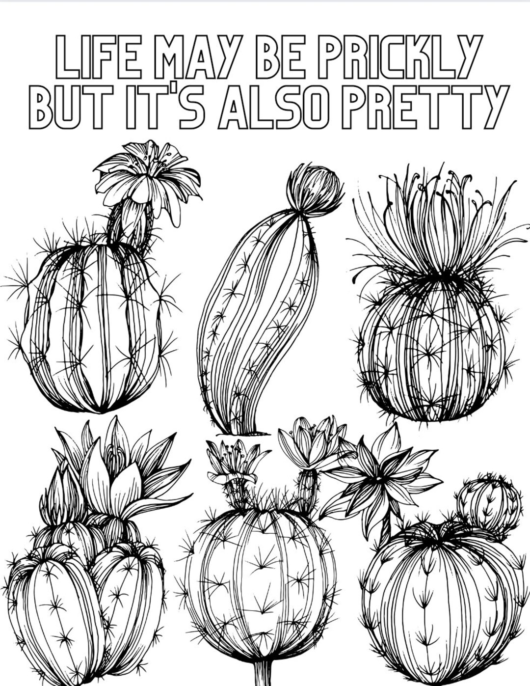 Succulent Coloring Pages With Motivational Sayings - Etsy