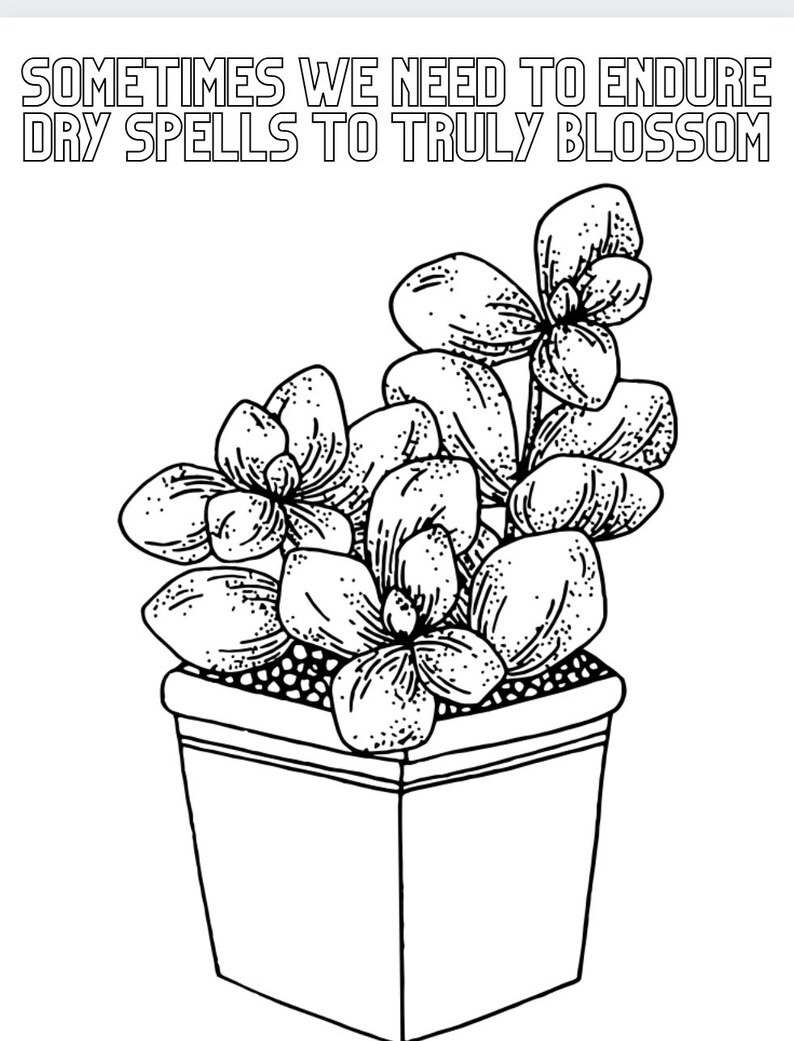 Succulent Coloring Pages With Motivational Sayings - Etsy
