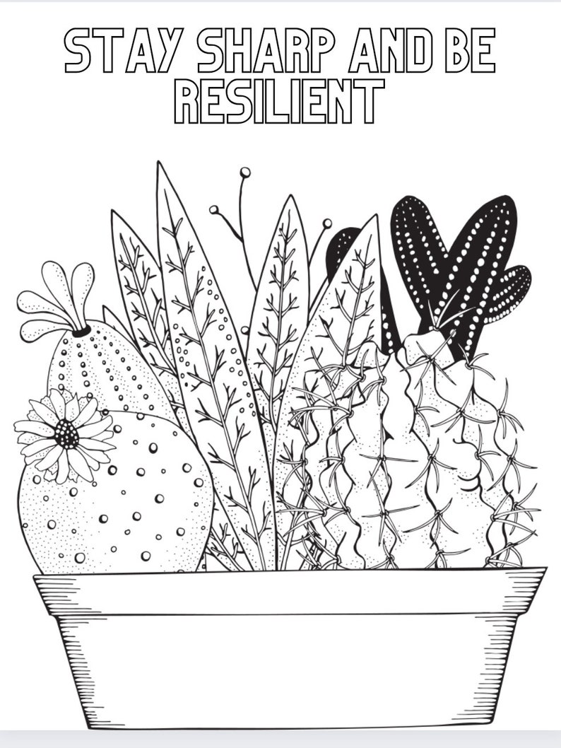 Succulent Coloring Pages With Motivational Sayings - Etsy