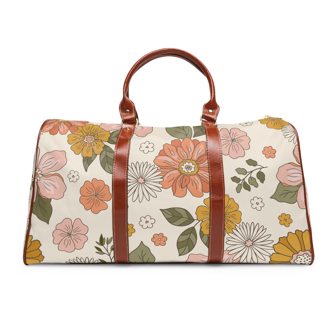 Weekender Bag, Waterproof Travel Bag, Floral Overnight Bag, Waterproof ...