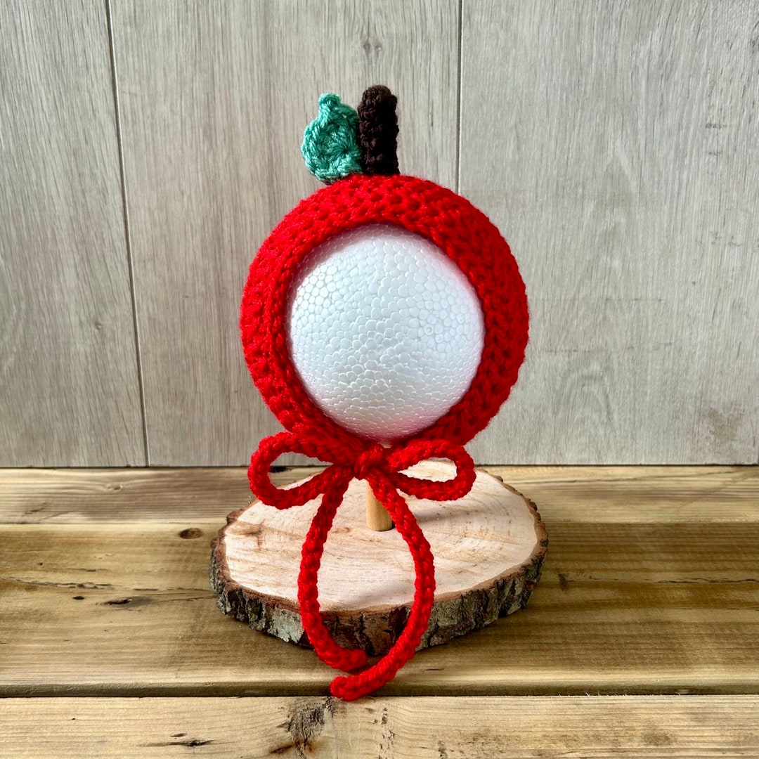 Crochet Apple Bonnet: Handmade Baby Photo Prop - Etsy
