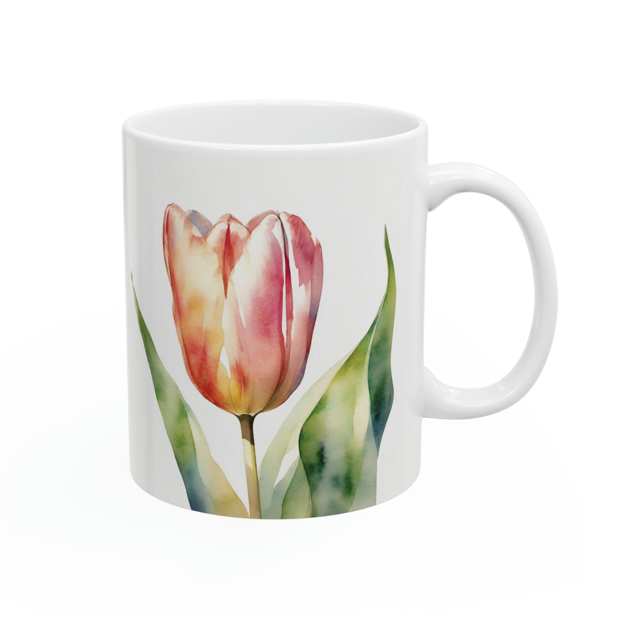 Tulip Tranquility Watercolor Mug With Minimalistic Design, Romantic ...