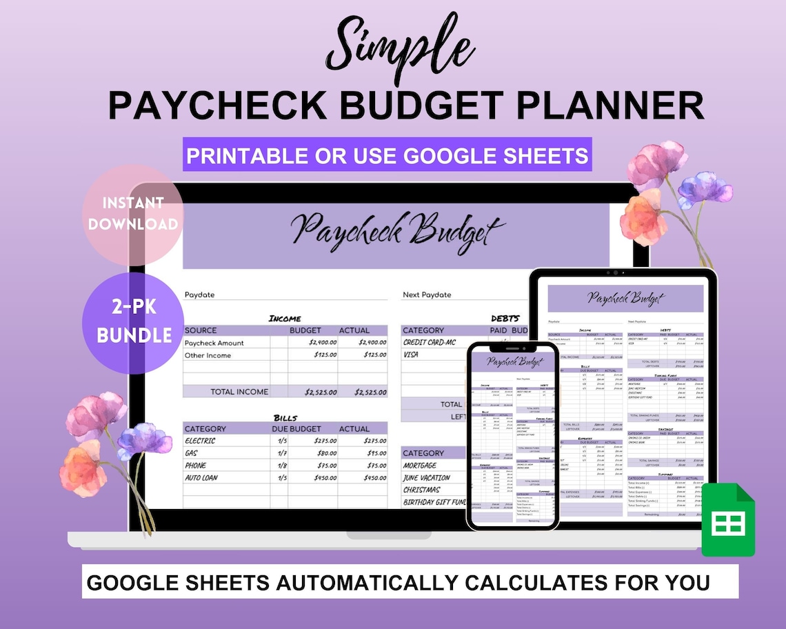 Paycheck Budget Planner, Printable Budget Tracker, EASY Budget Tracker ...