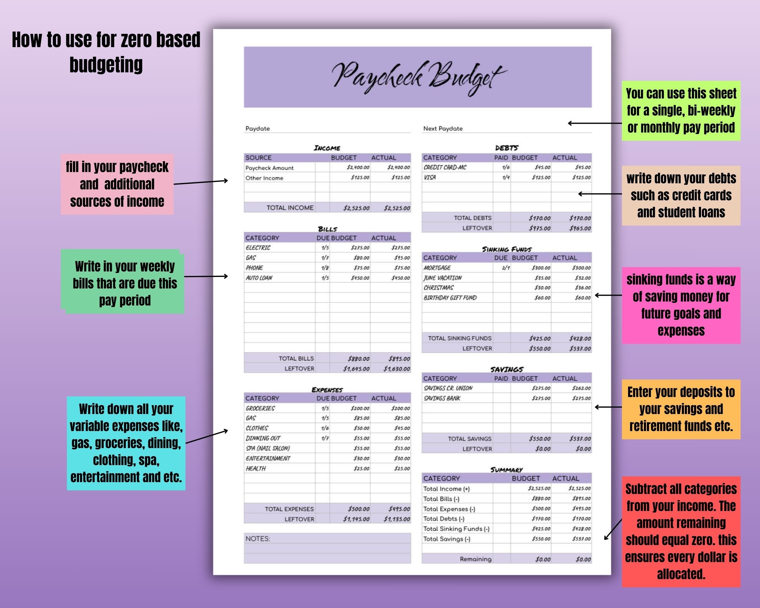 Paycheck Budget Planner, Printable Budget Tracker, EASY Budget Tracker ...