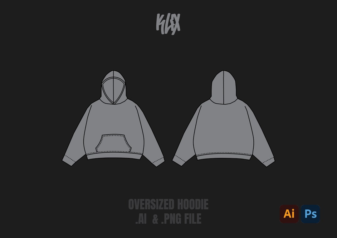 Oversized Hoodie Template Tech Pack Streetwear Vector Template ...